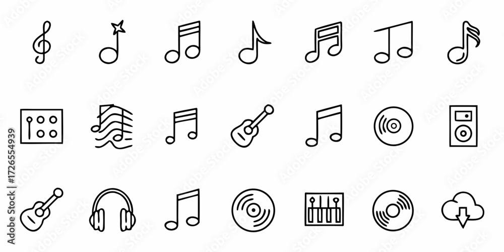 Dynamic collection of musical icons and symbols for creative projects ...