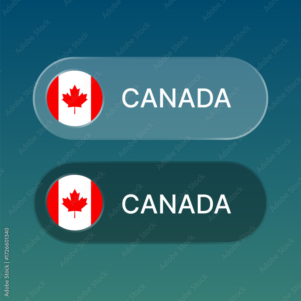 canada Flag button with liquid glass style design Stock Vector | Adobe ...