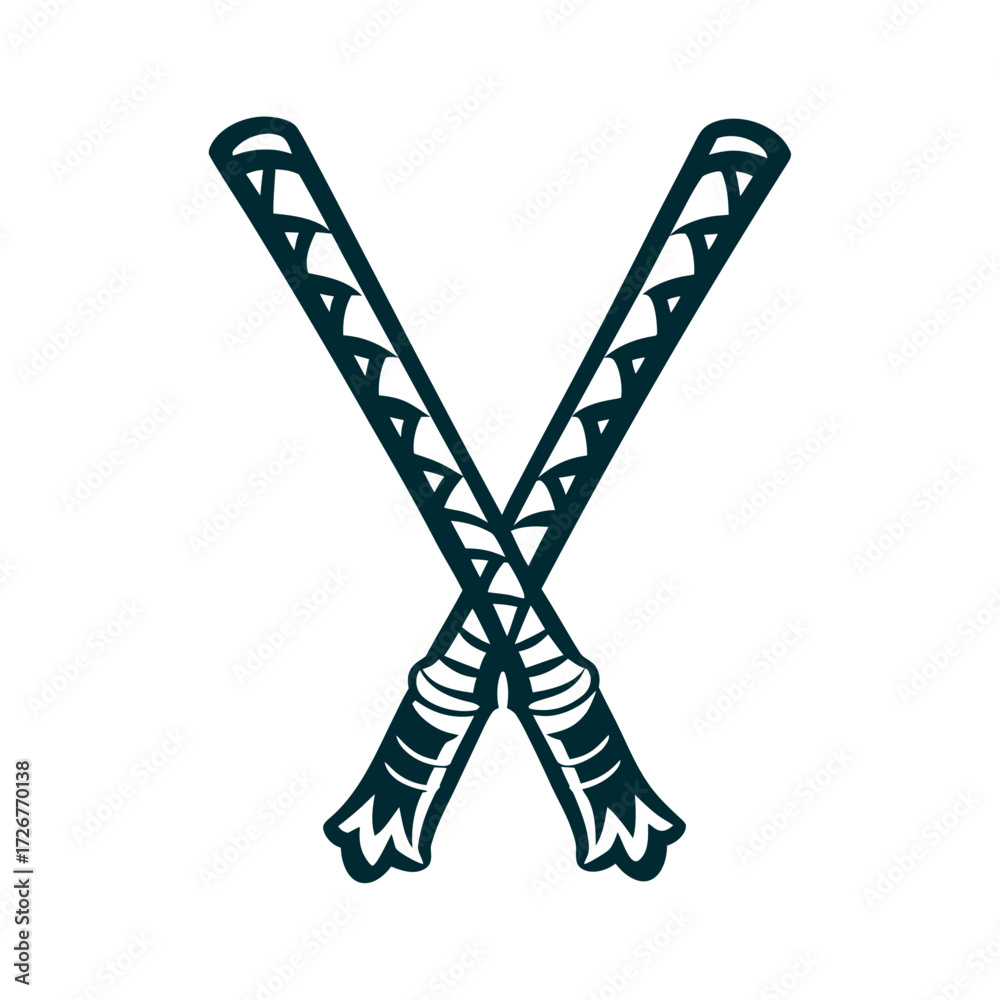 Dandiya Sticks Line Art for Navratri Festival Navratri Pair of crossed ...
