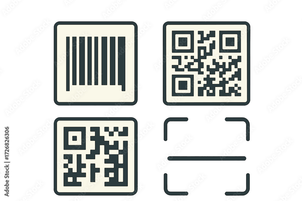 Different types of codes shown to illustrate scanning options and ...