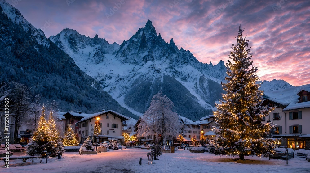 Foto de Stock Explore winter wonderland chamonix france christmas trees ...