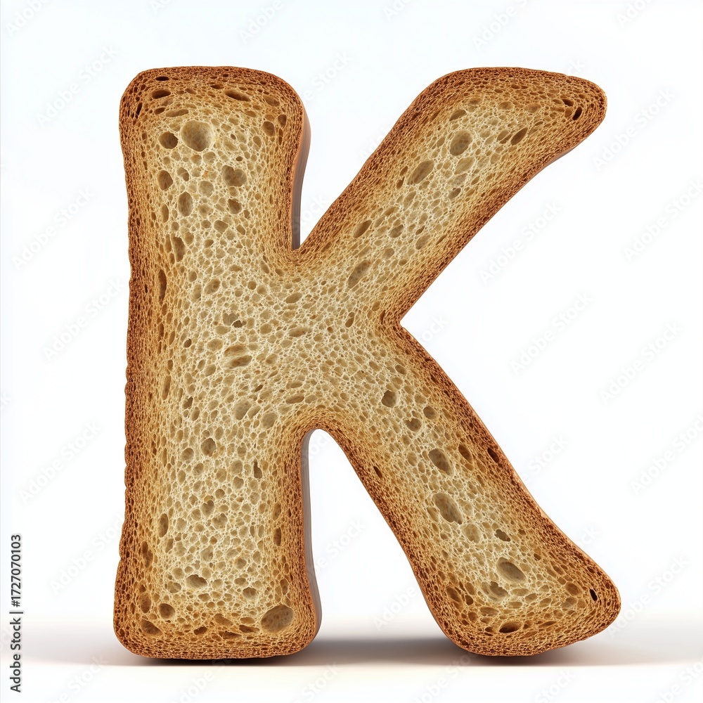 Loaf bread with dry edges in the shape of the letter K for children's ...