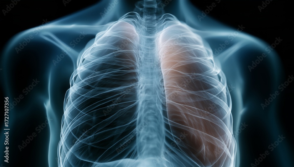 X-ray images human chest and lungs, calm clinical clarity, 3D medical ...