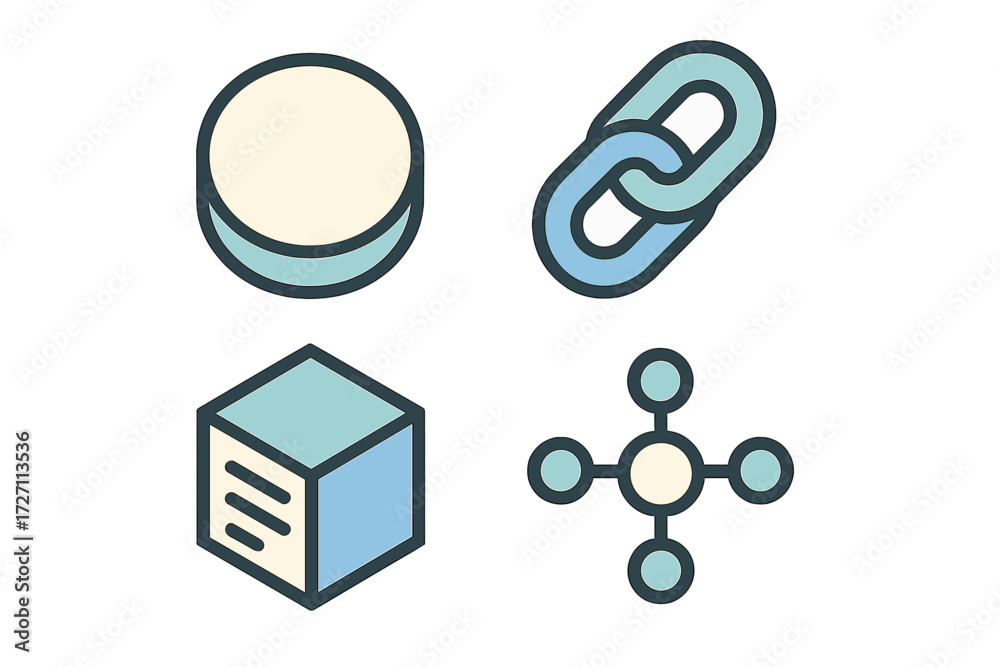 Graphic symbols showing connectivity, structure, and data ...