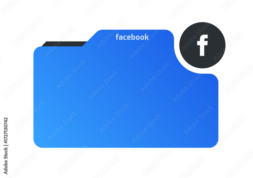 Flat Blue Facebook Folder Icon with Rounded Corners and Minimalist ...