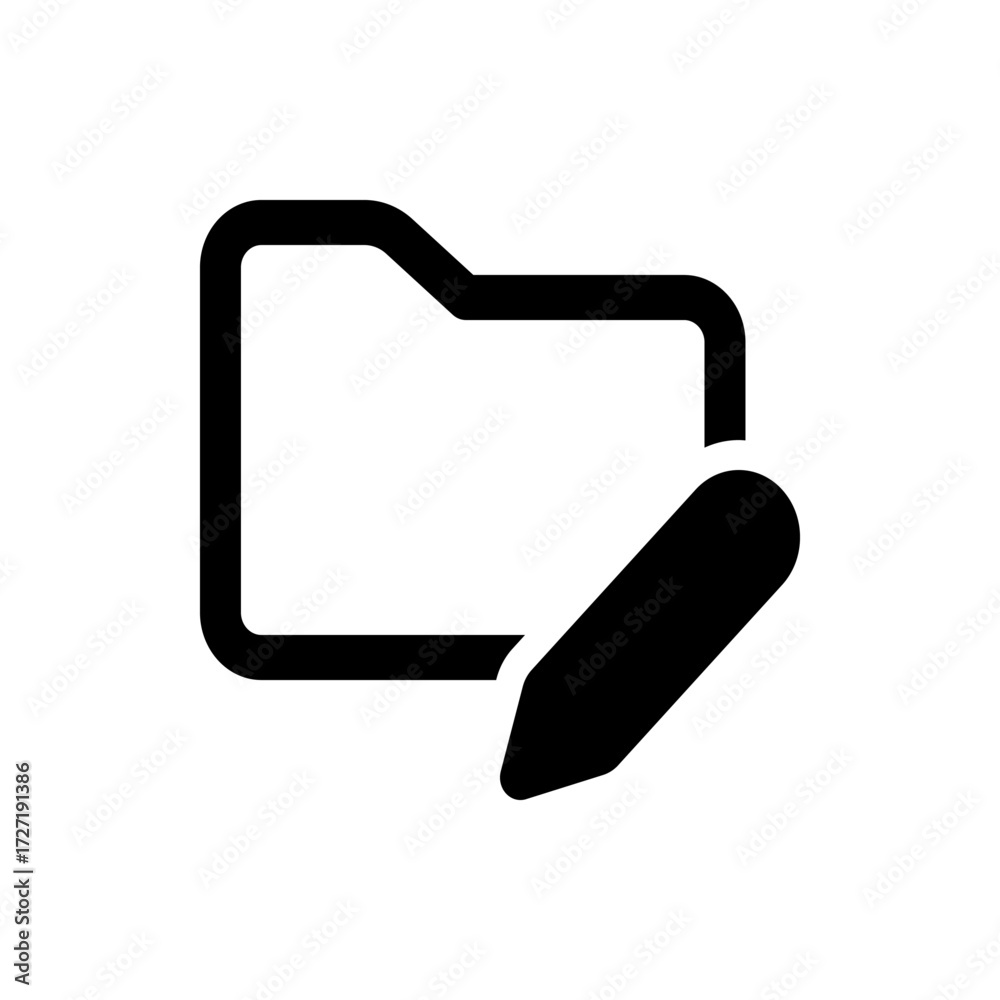Black outline of a folder icon with a pencil icon overlapping the ...