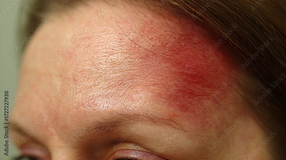 Forehead Swelling and Redness: Close-Up After Morning Face-Washing ...