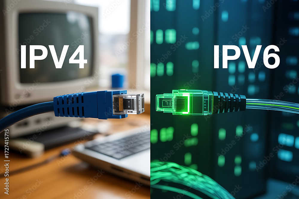Foto de Stock IPv6 Transition, Internet Protocols IPv4, IPv6, IPv4 ...