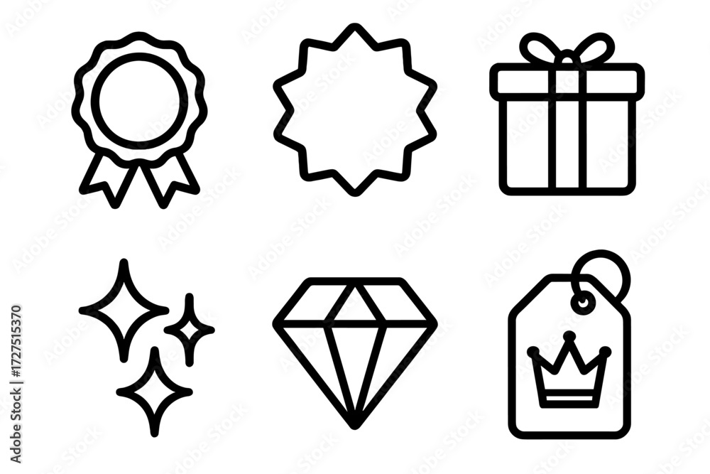 Luxury Icon Set. Premium Limited Edition icons in outline style: golden ...