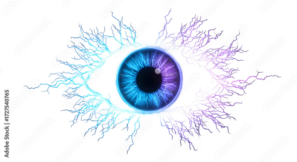 Surreal Eye with Lightning Effect - Vision and Perception Concept png ...