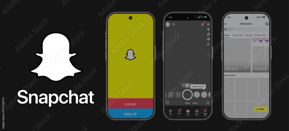 Image vectorielle Stock Snapchat user interface templates. iPhone 17 ...