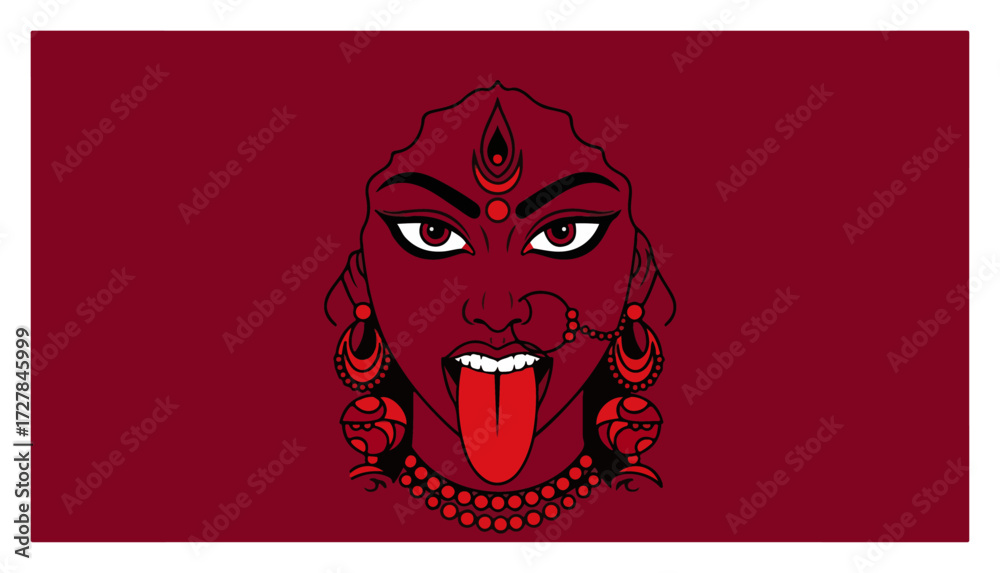 The Fierce Face of Goddess Kali Illustration Stock Vector | Adobe Stock