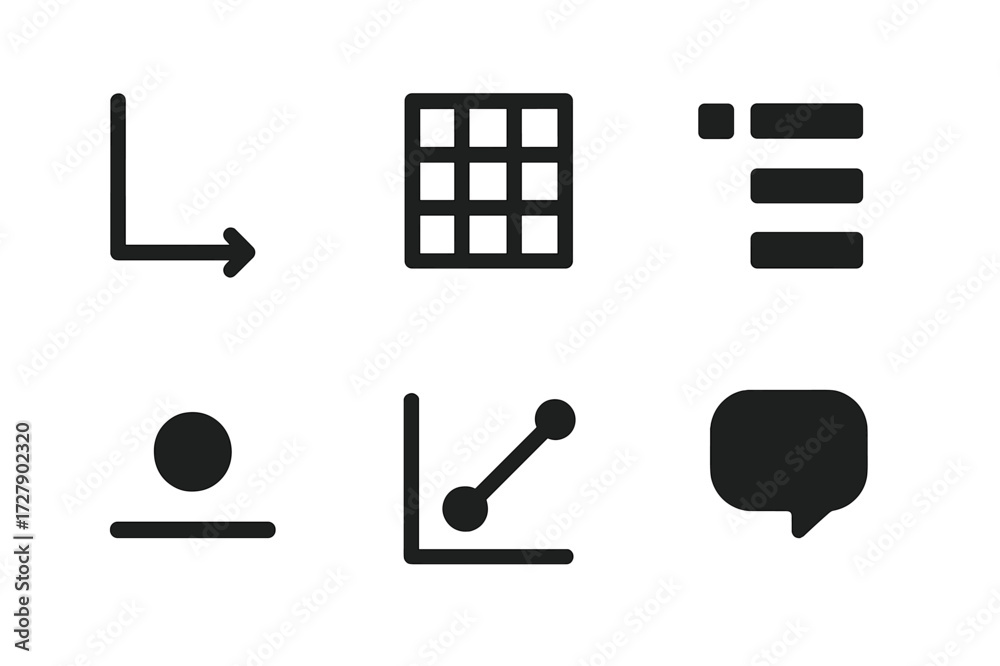 Chart Element Icons. Solid, filled icon set of chart elements: axis ...