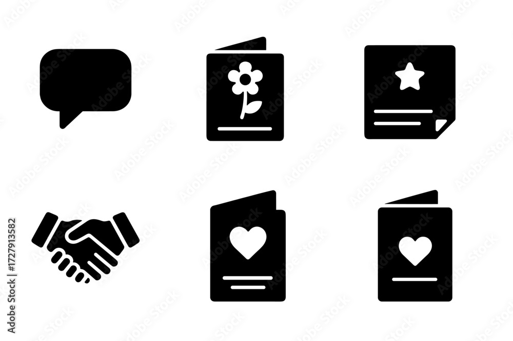 Polite Communication Icons. Solid, filled icon set of polite ...
