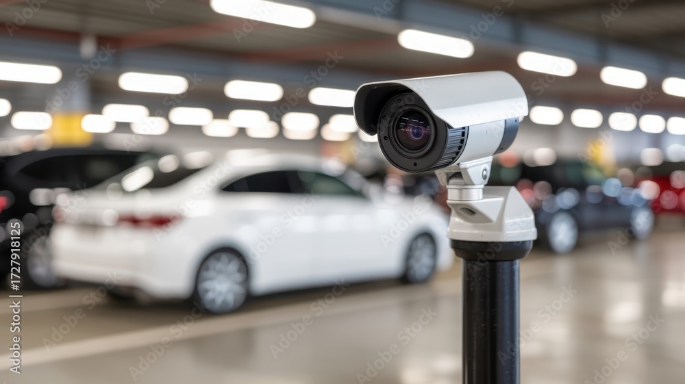 Security camera surveillance system in car parking garage for crime ...