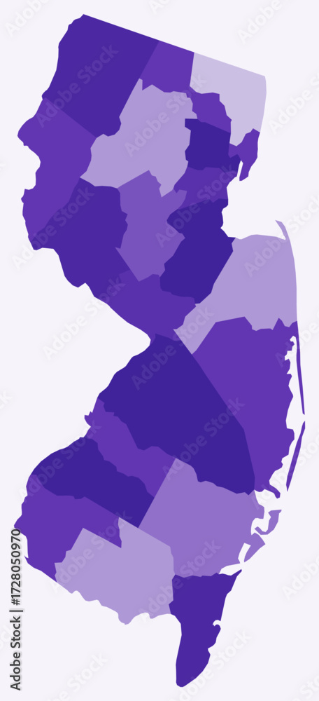 Map of New Jersey with counties. Just a simple state border map with ...