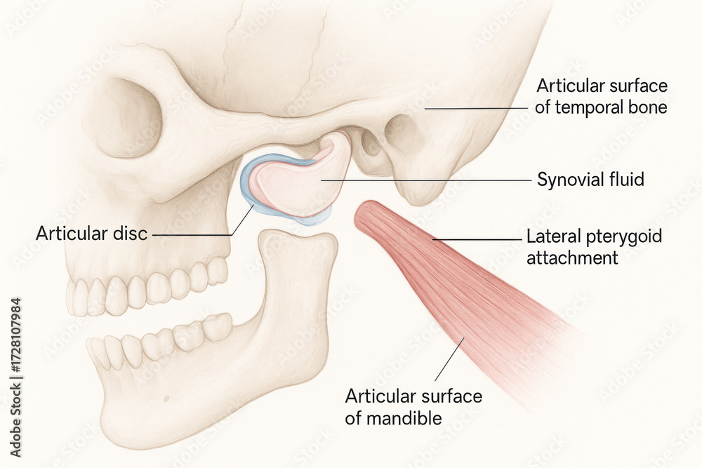 Stockillustratie Anatomical Illustration Of The Human Temporomandibular Joint Tmj Showing
