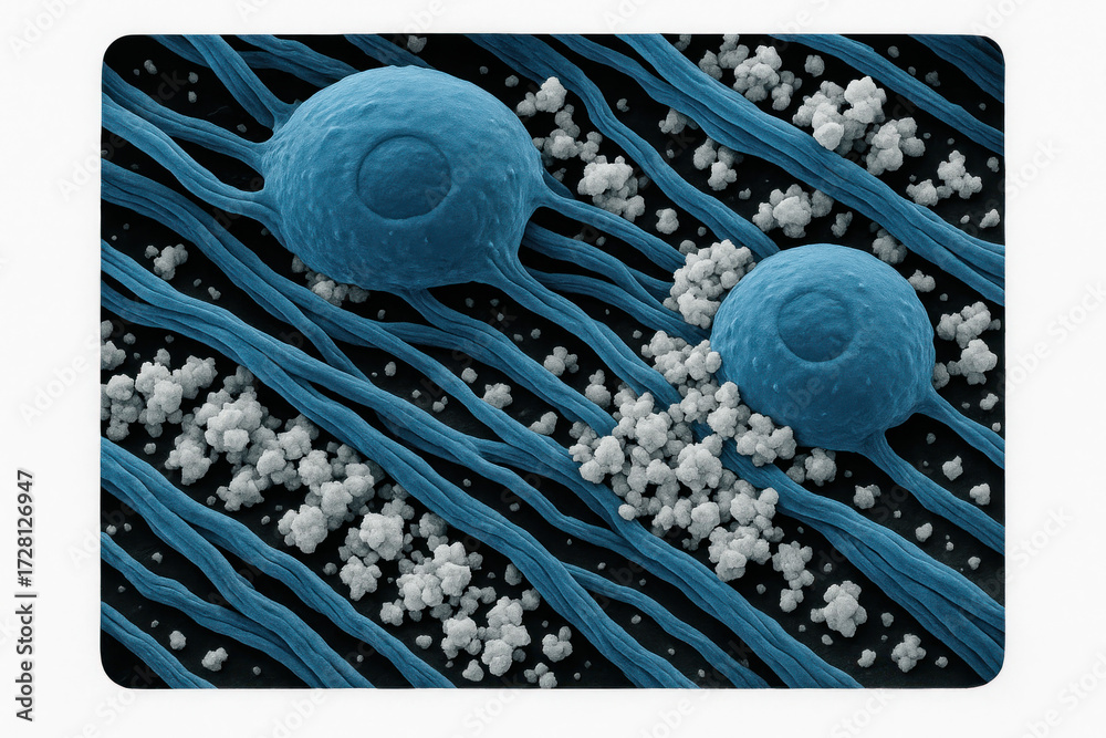 Ilustración de Stock Microscopic view of lung alveoli with particulate ...