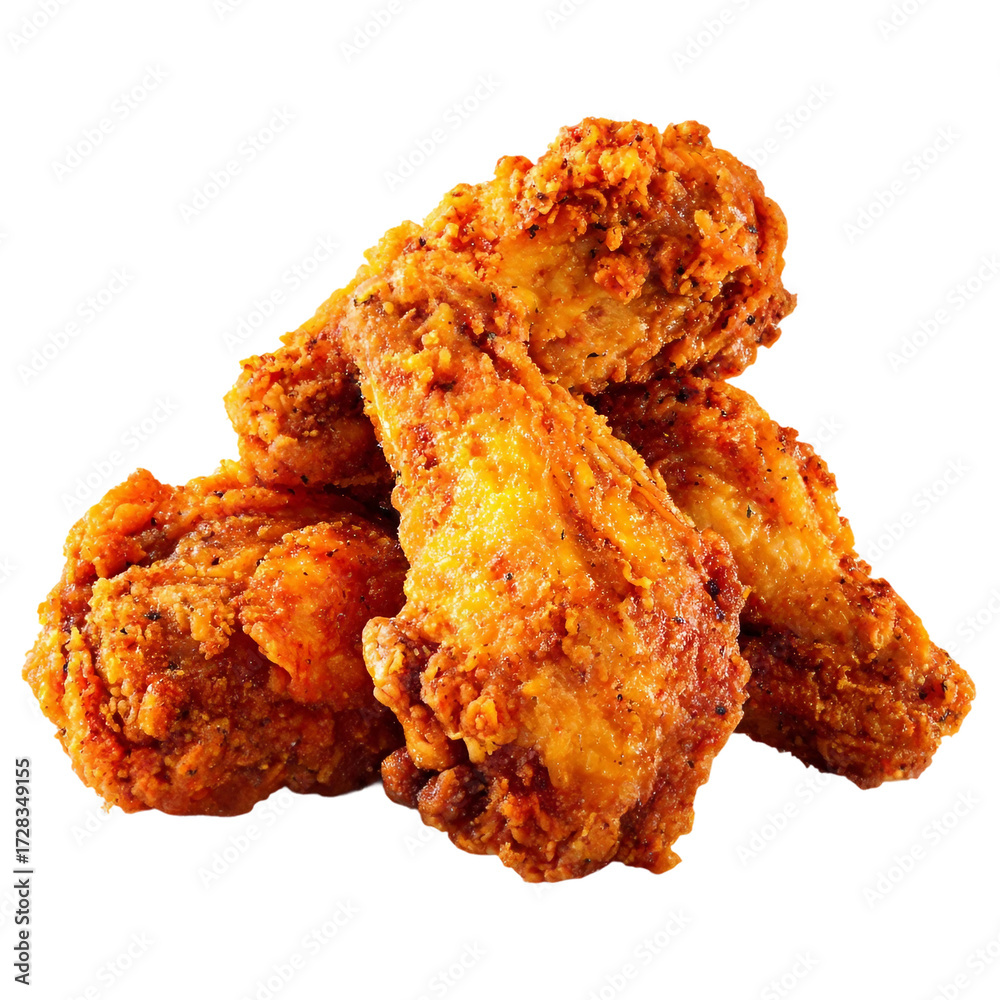 Fried chicken wings isolated on with white background(4) Stock Photo ...