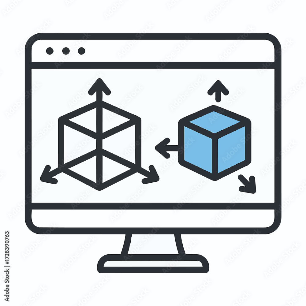 "Computer-Aided Design Concept – Monitor Displaying 3D Modeling Tools ...