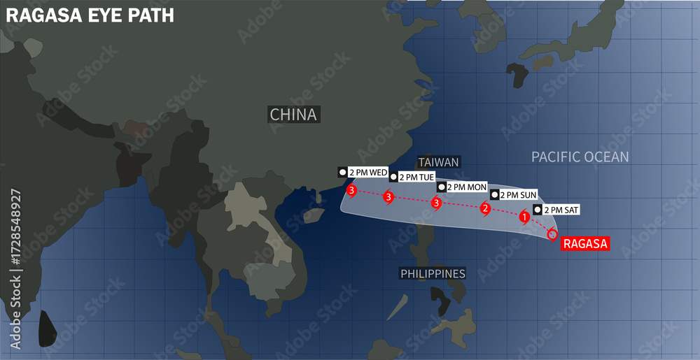 Super Typhoon Ragasa Tracker, Eye Path, Taiwan and China Landfall ...