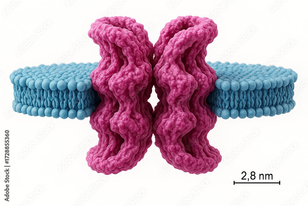 Stock-Illustration „3D illustration of a protein channel in a cell ...