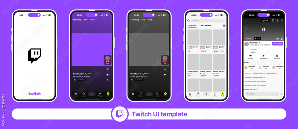 Twitch app template UI 2025 update on iPhone 17. Live streaming ...