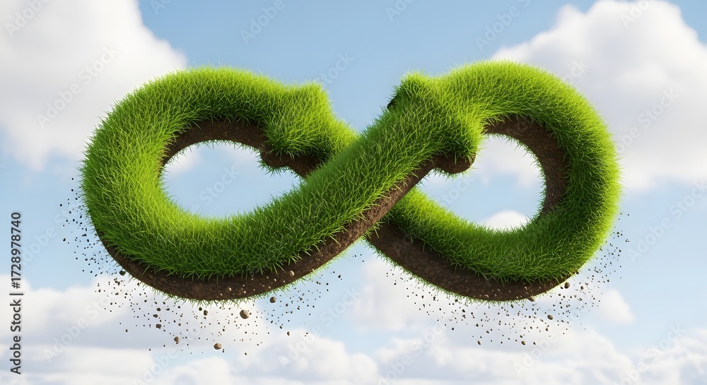 Circular economy and perpetual sustainability concept. Continuous green ...