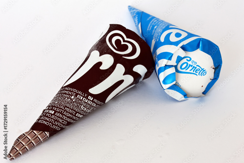 Italy – September 27, 2025: Cornetto Algida ice cream cone, classic ...