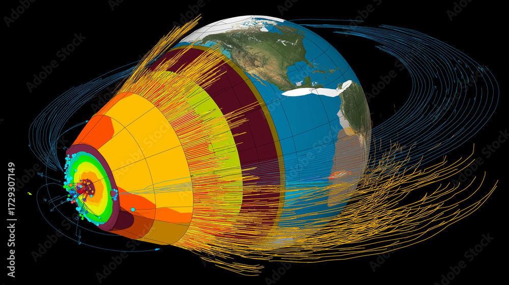 quadrants. Fractured globe with mismatched seasonal quadrants spinning ...