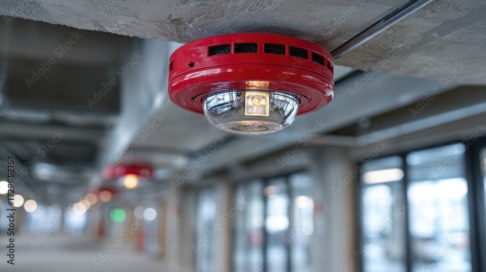 Smoke detection system close-up showing precision sensors for early ...