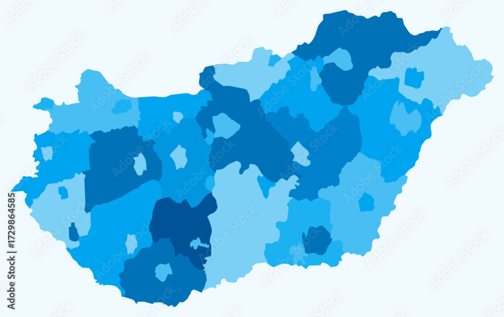 Map of Hungary with regions. Just a simple country border map with ...
