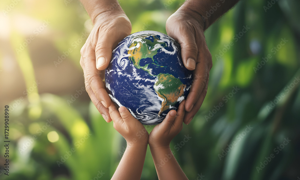 Generations protect our precious Earth, a symbol of hope and future ...
