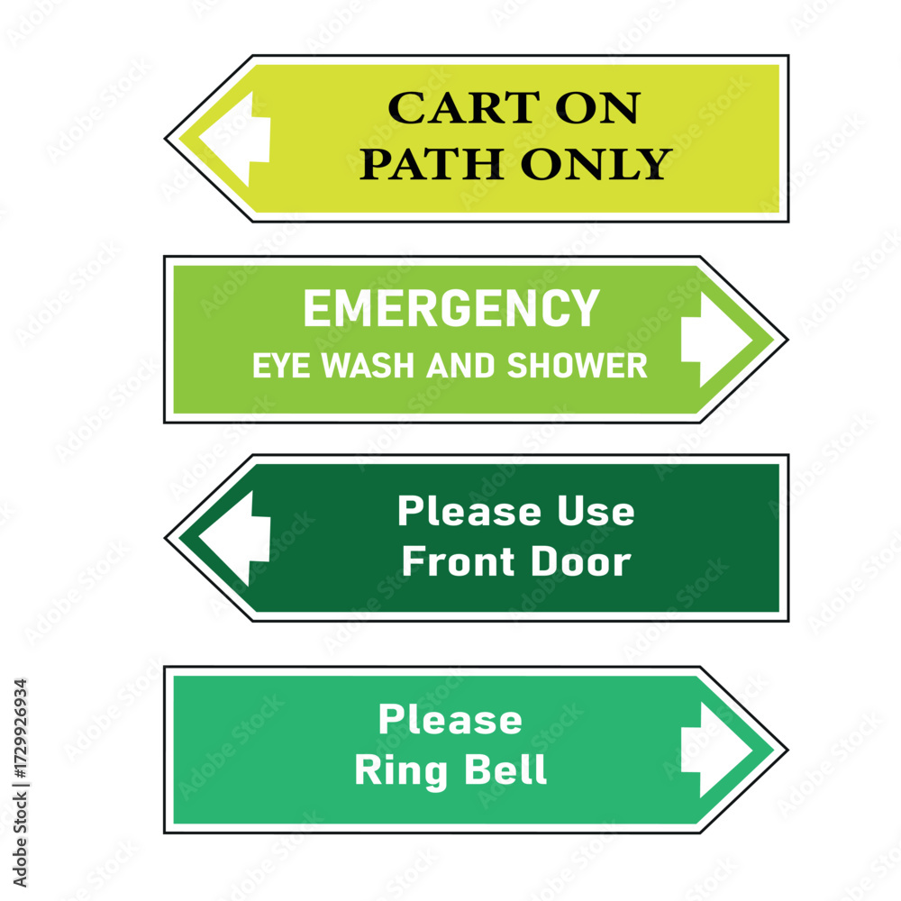 Safety Direction Arrow Signs Vector – Emergency Eye Wash and Shower ...