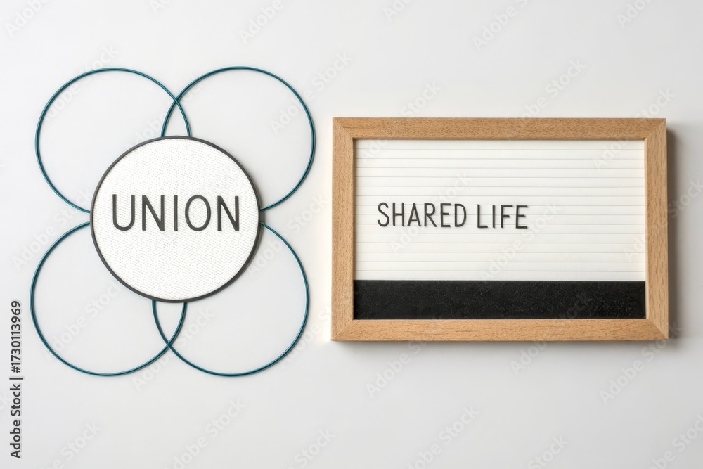 Union Diagram and Shared Life Message Board on Display Stock Photo ...