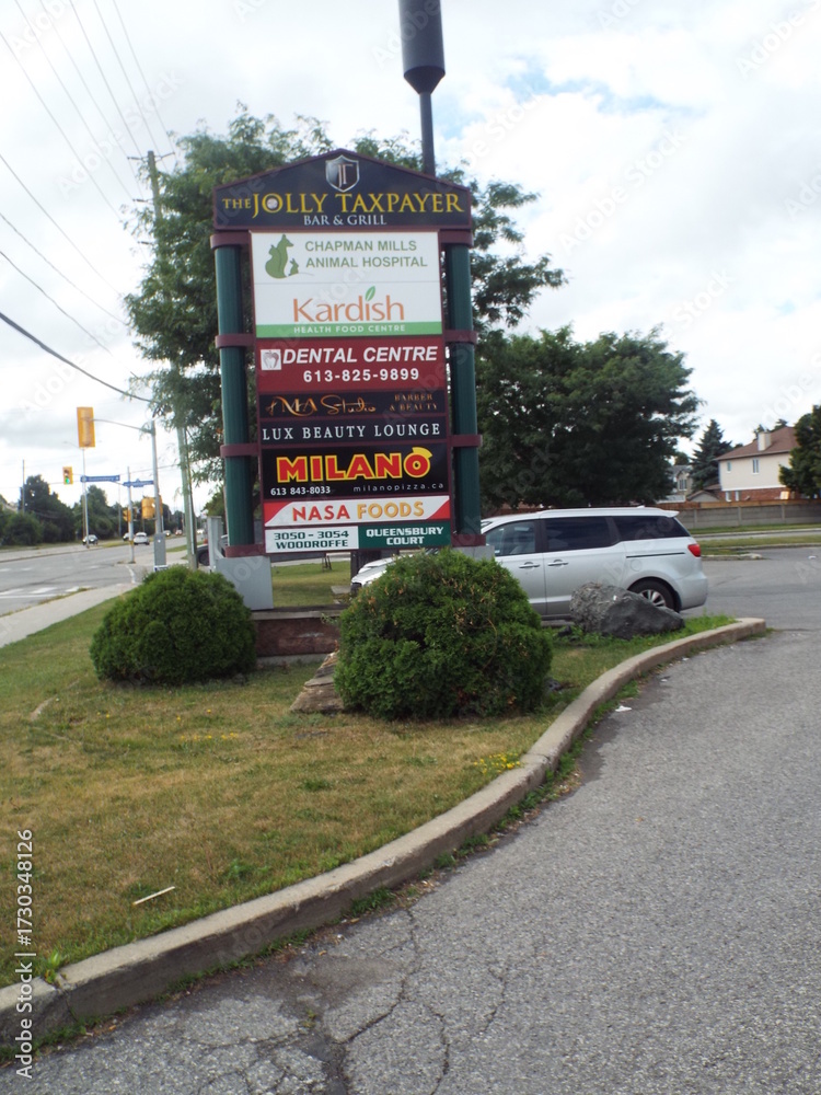 Nepean, ON, Canada, June 19, 2025: A” multi-tenant pylon sign” for a ...