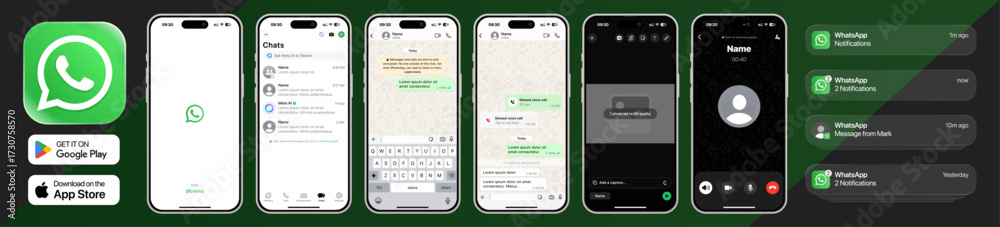WhatsApp Messenger UI template 2025 update with WhatsApp iOS liquid ...