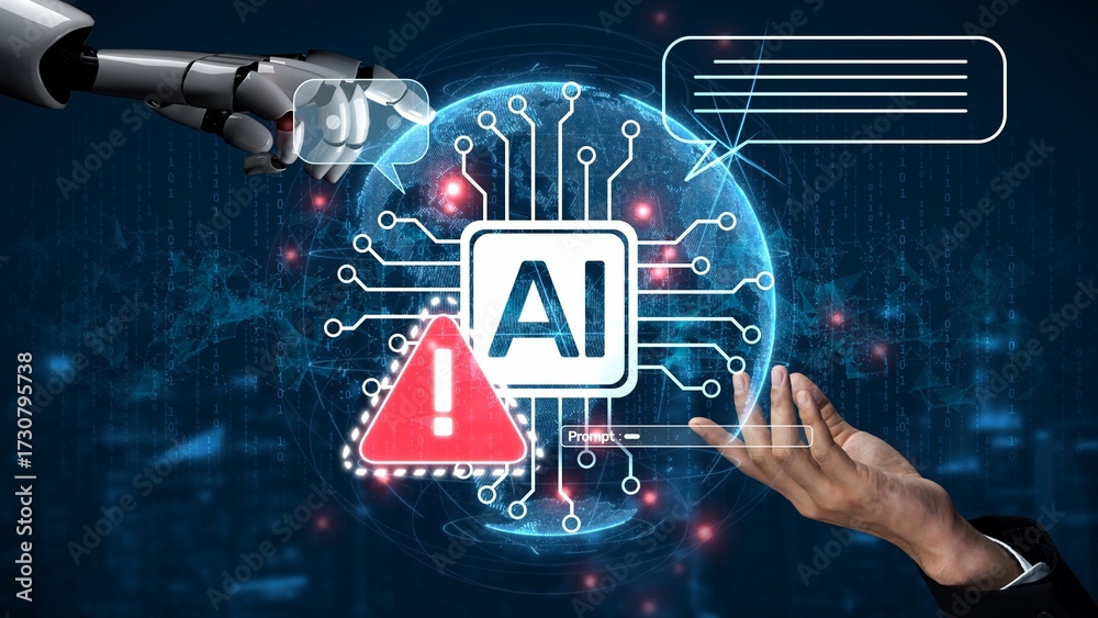 AI interface showing prompt error warning and system alert. AI prompt ...