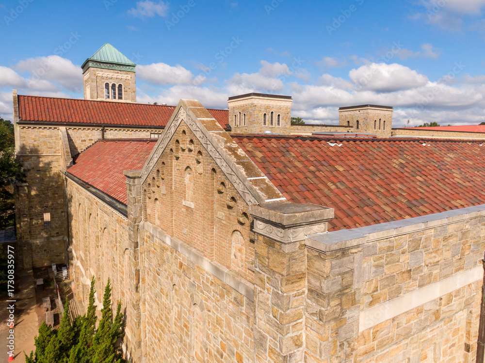 Daytime Drone Images of a High School Built in the 1920's With A Tile ...
