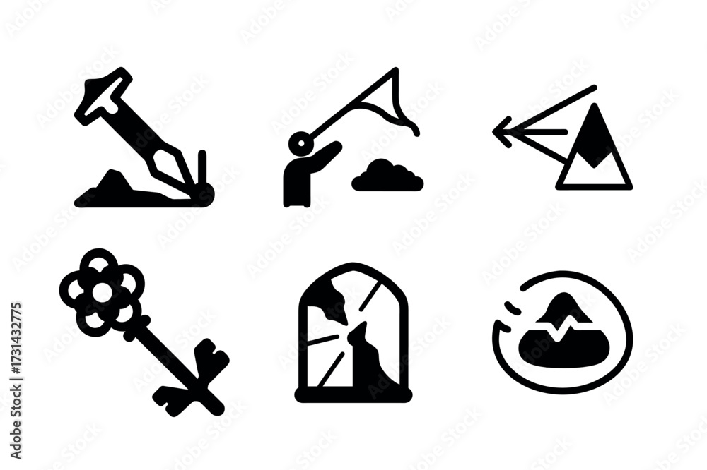 Iconic Representations of Nature and Exploration Symbolic Black ...