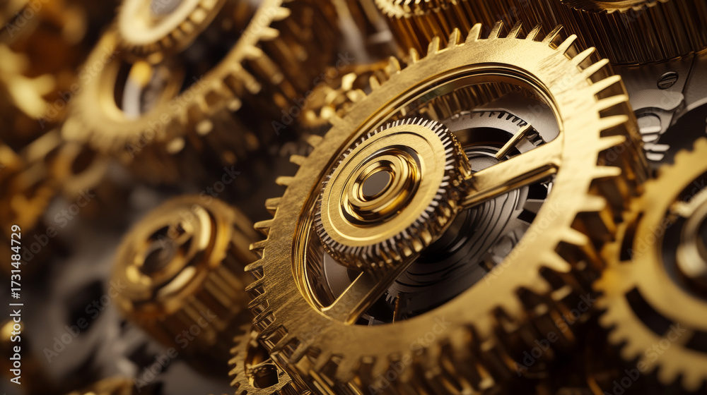 ภาพถ่าย Stock Complex Interlocking Brass Gears with Detailed Teeth and ...