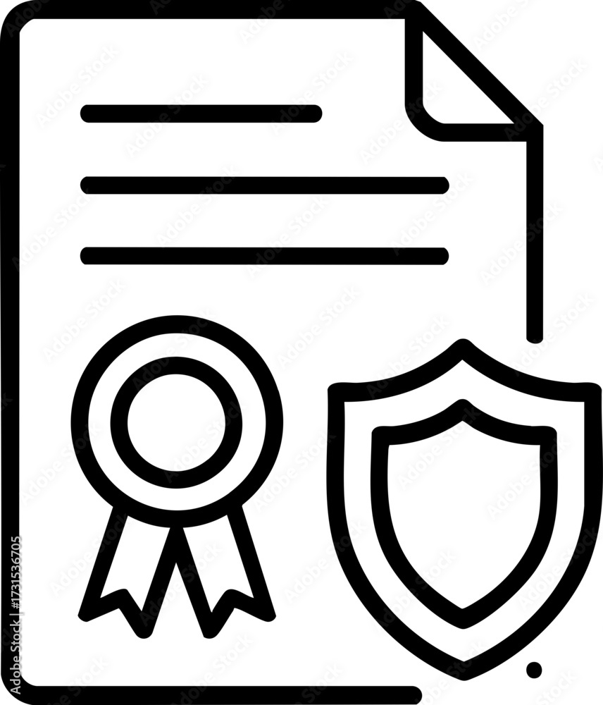 Hse awareness concept certificate icon with shield and ribbon symbol ...