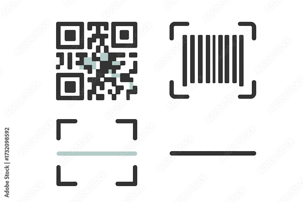 Essential digital symbols for QR code and barcode scanning technology ...