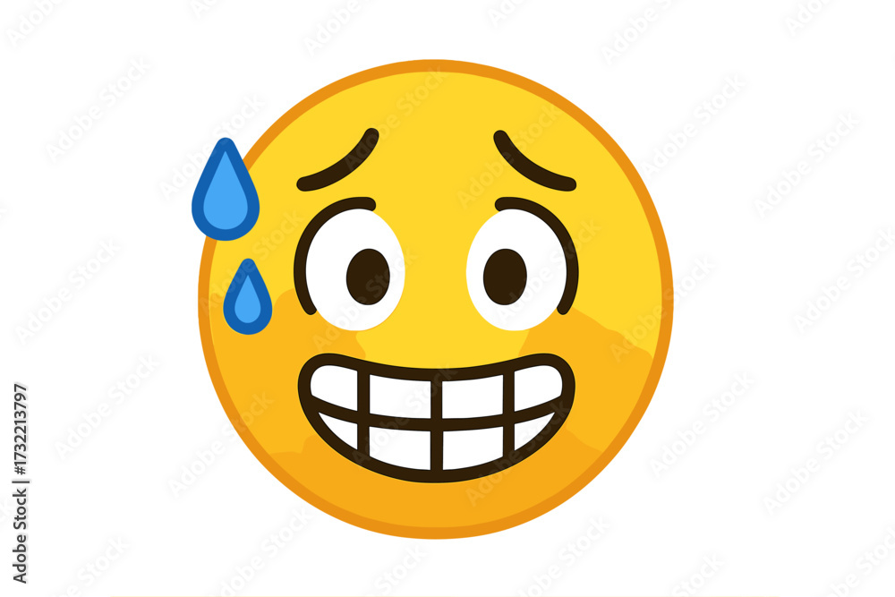 Image vectorielle Stock Awkward nervous emoticon with an embarrassed ...