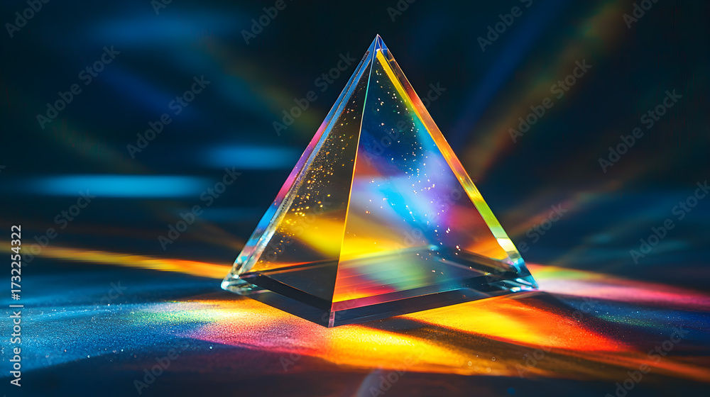Glass prism used for light refraction and reflection experiments in ...