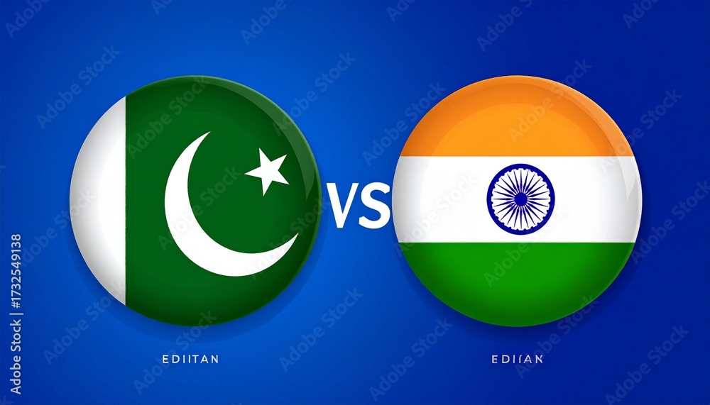 “India vs Pakistan circular flag icons on blue background with ‘VS ...