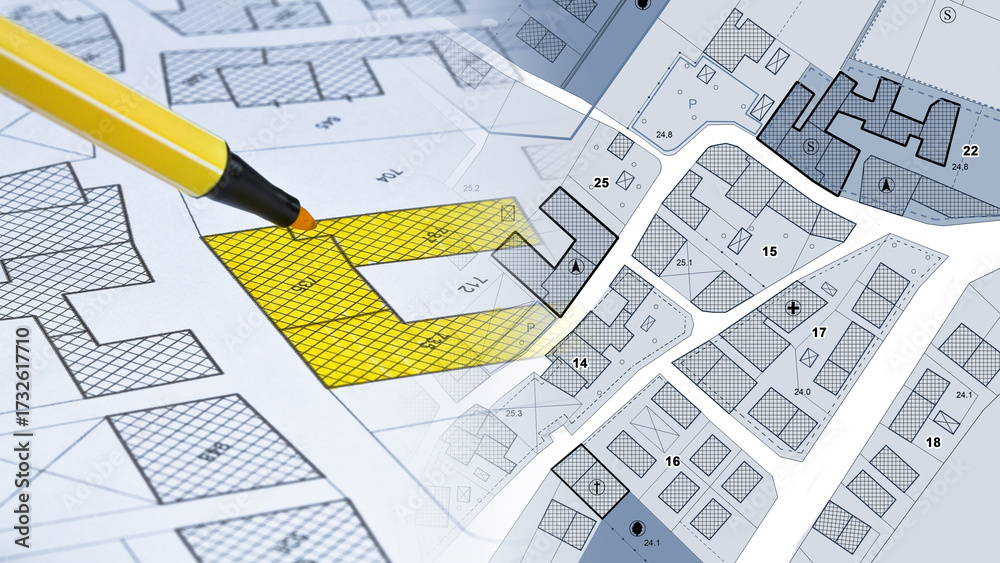 CADASTRAL AND URBAN ZONING MAP CONCEPT - Fictional land registry and ...