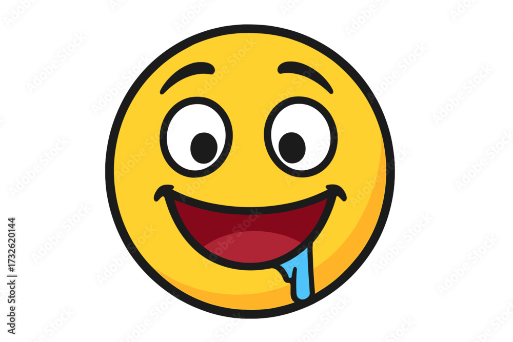 Hungry emoticon salivating, yummy emoji drooling. Delicious food ...
