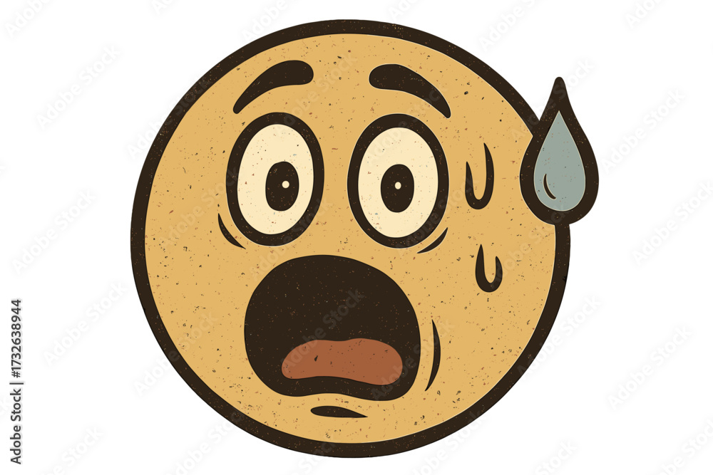 Retro vintage emoticon showing surprise and discomfort, astonished and ...