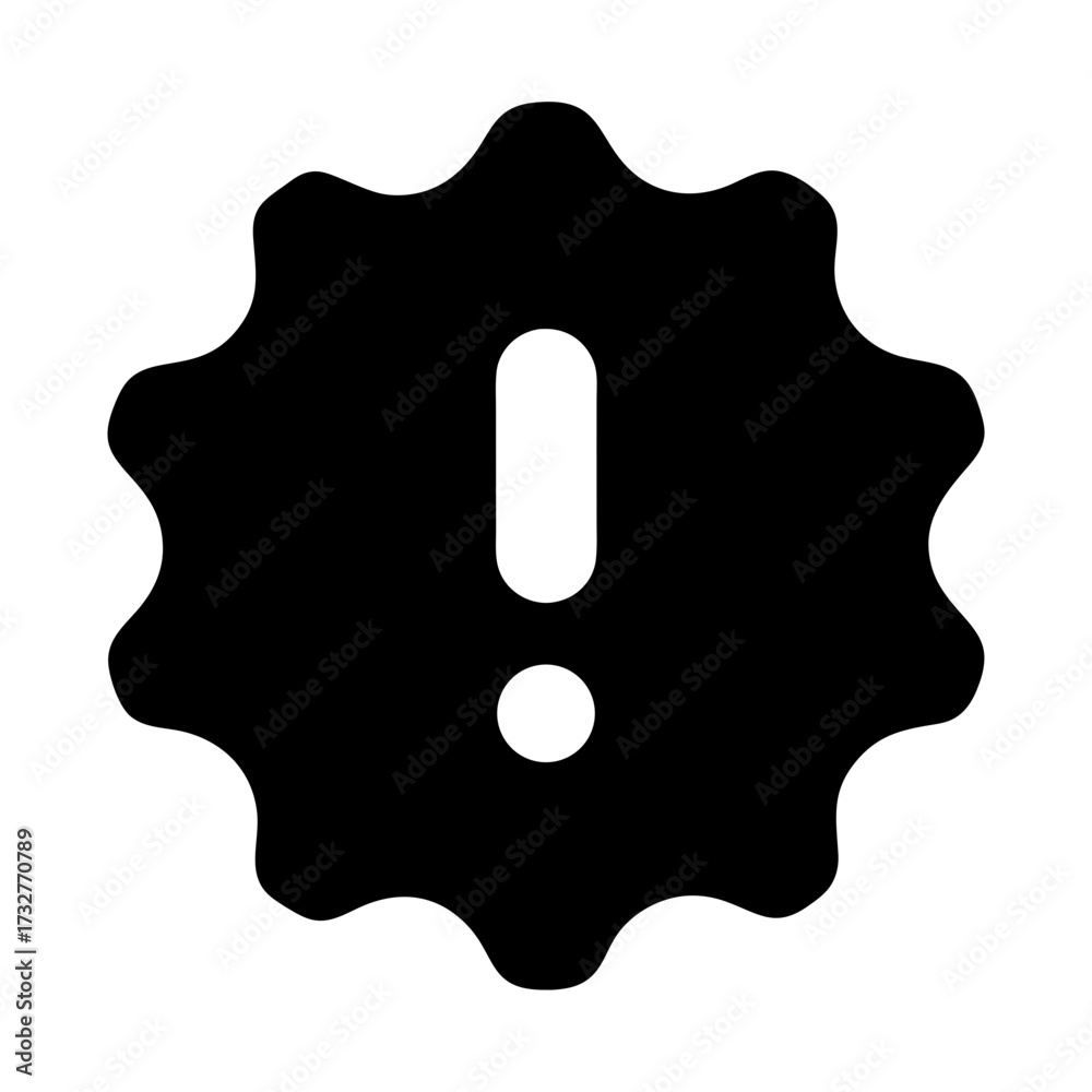 Warning sign with exclamation mark in a wavy edged rounded shape Stock ...